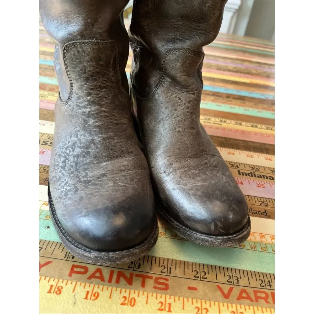 Frye | Shoes | Frye Gray Brown Leather Riding Boots Womens Western Size ...